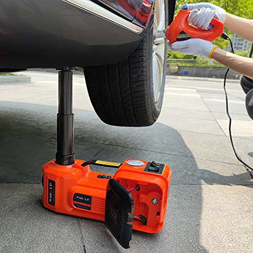 E-HEELP Electric Car Jack 5Ton 12V Kit Car Jack Hydraulic (Lifting Range: 6.1~17.7 inch) with Inflator Electric Jack for Car SUV Sedan MPV Change Tires Garage Repair Emergency Kit