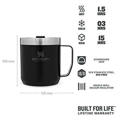 Stanley Classic Legendary Vacuum Insulated Tumbler-Stainless Steel Camp Mug, 1 Count (Pack of 1), Matte Black