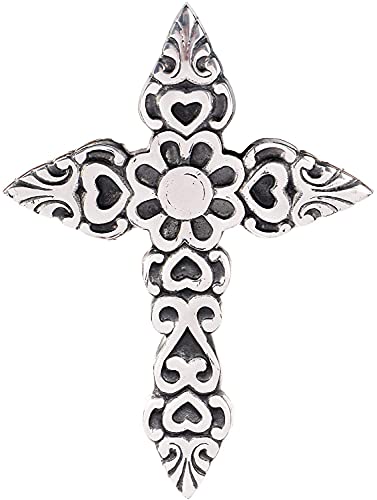 Ardour 9.7 Inch Antique Silver and Black Wall Cross For Home Decor.Metal Hanging Decorative Crosses Wall Decor.Cross For Wall Of Crosses,Religious Home Decor