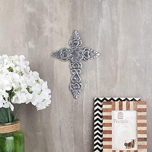 Ardour 9.7 Inch Antique Silver and Black Wall Cross For Home Decor.Metal Hanging Decorative Crosses Wall Decor.Cross For Wall Of Crosses,Religious Home Decor