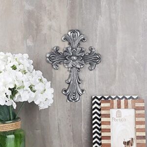 Ardour 10 Inch Antique Silver and Black Wall Cross For Home Decor.Metal Hanging Decorative Crosses Wall Decor.Cross For Wall Of Crosses,Religious Home Decor