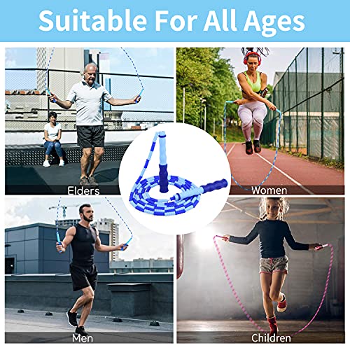 Jump Rope, Adjustable Length Tangle-Free Segmented Soft Beaded Skipping Rope, Fitness Jump Rope for Kids, Man, and Women Weight Loss 9.2 Feet(3-Pack)