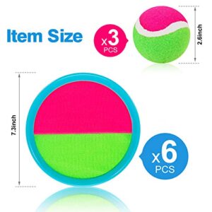 Aunnitery Beach Toys - Outdoor Games, Sand Toys, Toss and Ball Set with 6 Paddles and 3 Balls, Perfect Yard Games Outdoor Toys Games for Kids Ages 4-8 Easter Gifts for Kids/Adults/Family