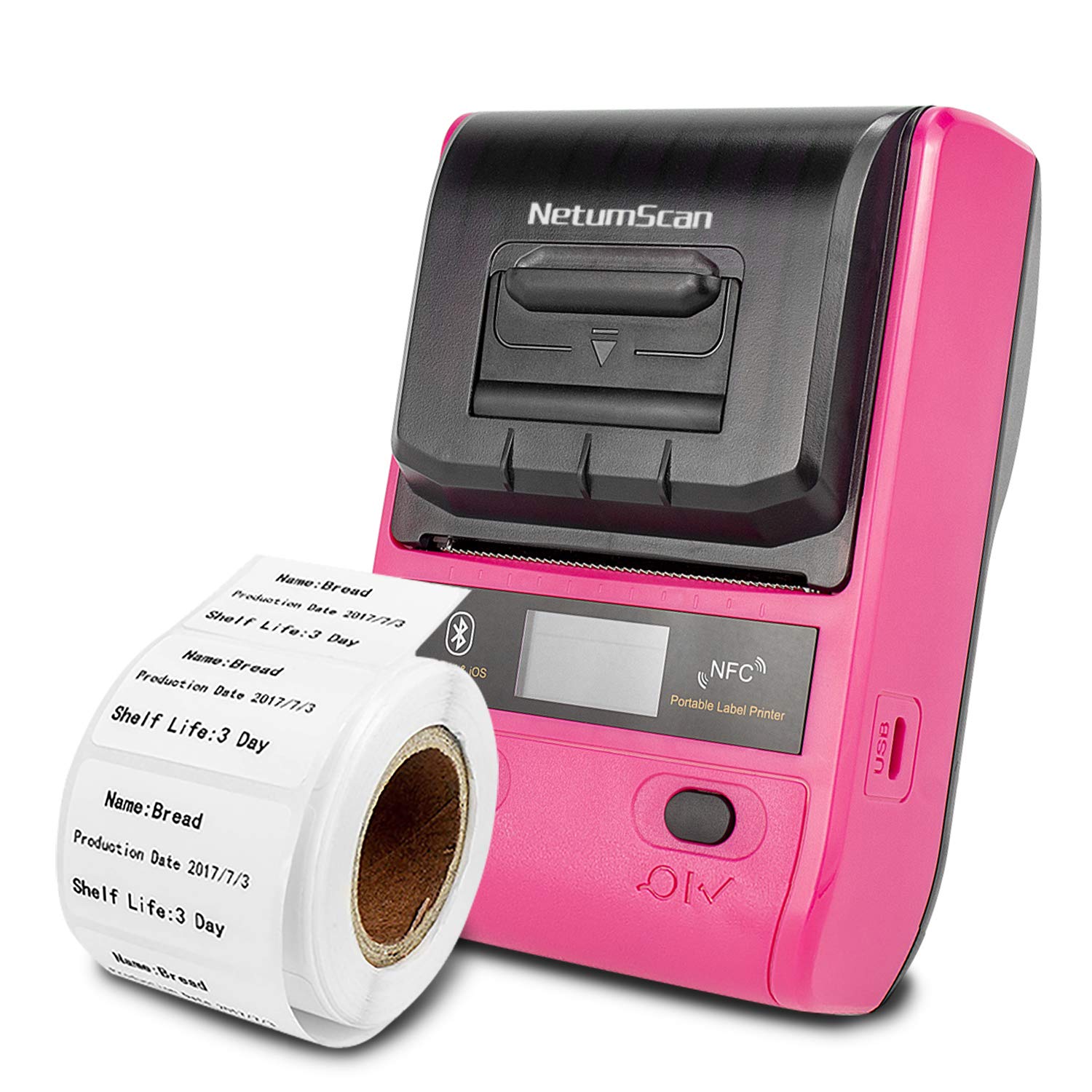 NetumScan Label Maker Portable Bluetooth Thermal Label Printer Compatible with Android & iOS System Apply to Labeling, Address, QR Code, Barcode, Cable and More, Use for Home & Retailing