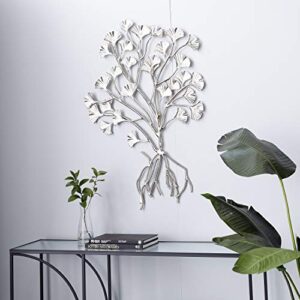 deco 79 aluminum floral wall decor, 27" x 2" x 39", silver