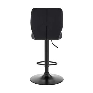 Armen Living Bardot Adjustable Height Black Faux Leather Swivel Bar Stool