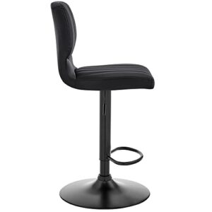 Armen Living Bardot Adjustable Height Black Faux Leather Swivel Bar Stool