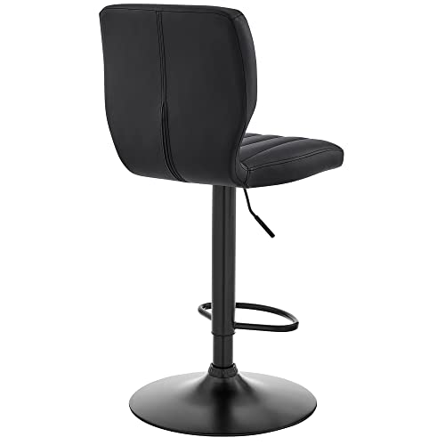 Armen Living Bardot Adjustable Height Black Faux Leather Swivel Bar Stool