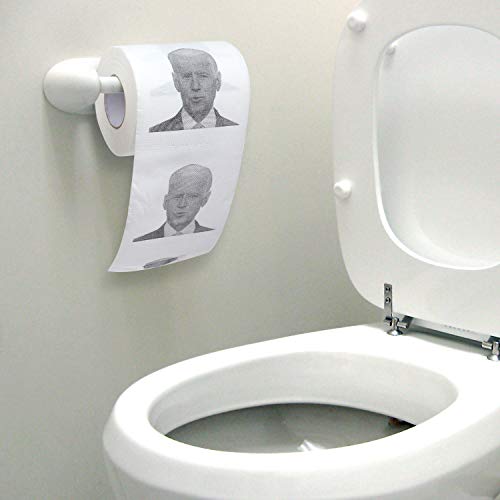 Joe Biden Toilet Paper and Brush With Holder | Funny Political Novelty Gag Gift | Make Your Friends and Family Laugh Out Loud | White Elephant Joke Gift