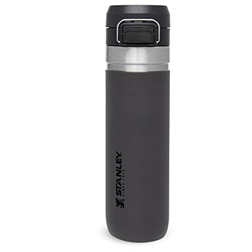 Stanley Quick Flip Stainless Steel Water Bottle .71L / 24OZ Charcoal – Leakproof Insulated Water Bottle - Push Button Locking Lid - BPA-Free Thermos Flask - Cup Holder Compatible - Dishwasher Safe