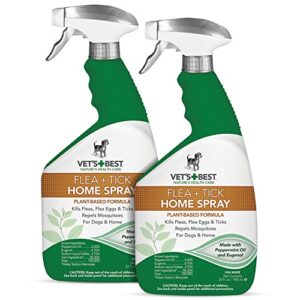 vet's best flea and tick home spray | flea treatment for dogs and home | plant-based formula | 32 ounces, 2 pack