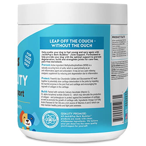 Jack&Pup Glucosamine for Dogs Hip and Joint Supplement (Dogs Up To 39 lbs) Flex-Agility Bark Buddies, Dog Arthritis Supplement, Hip and Joint Supplement Dogs - Dog Joint Chews, Glucosamine Dogs (60ct)