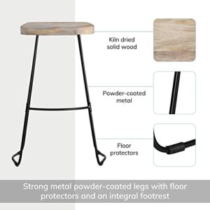 MH London White Bar Stool - Exclusively Designed Hand Crafted Barstools  Solid Wood Counter Height Bar Stools - Contemporary Design for Backless Wooden Bar Chair for Kitchen Counter