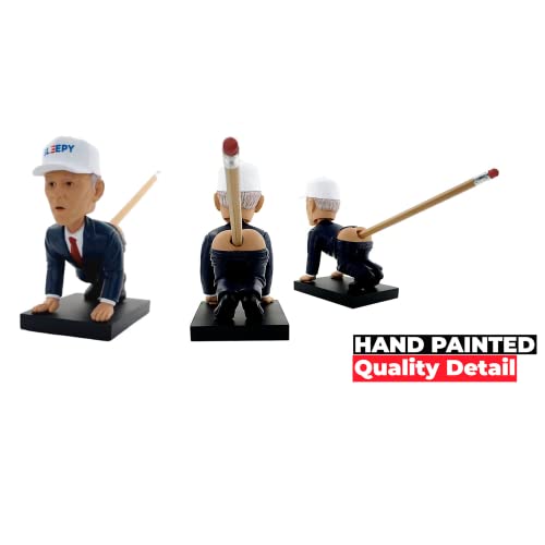 Pesky Patriot Sleepy Joe Biden Bobblehead Pencil Holder Gag Gift | Funny Anti-Biden Novelty Gift Idea for Trump Supporters and Republicans