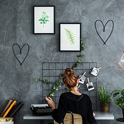 4 Pieces Metal Heart Wall Art Décor, Love Heart Wall Decoration Sign Metal Wall Ornaments for Valentine's Day Bedroom Living Room Decoration (Black)