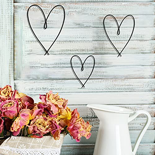 4 Pieces Metal Heart Wall Art Décor, Love Heart Wall Decoration Sign Metal Wall Ornaments for Valentine's Day Bedroom Living Room Decoration (Black)