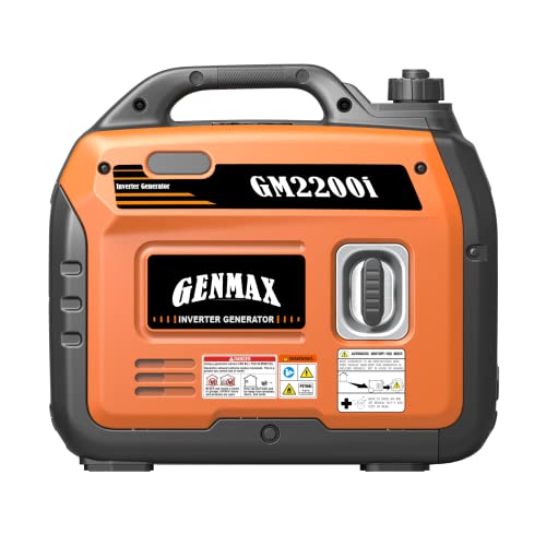 GENMAX Portable Inverter Generator，2200W ultra-quiet gas engine, EPA Compliant, Eco-Mode Feature, Ultra Lightweight for Backup Home Use & Camping (GM2200i)