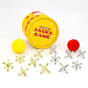 ATOSHP Jacks Game with Ball, Retro Toys, 12 Metal Jax and 2 Different Balls in The Box