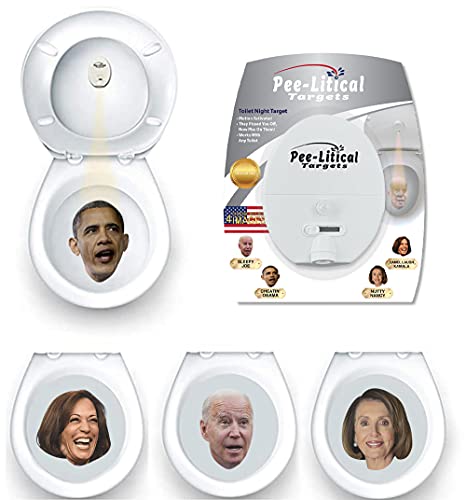 Pee-Litical Targets, Motion Activated Toilet Target Light with Images of Barack Obama | Joe Biden | Kamala Harris | Nancy Pelosi