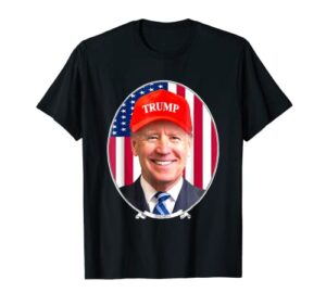 funny joe biden wearing hat trump t-shirt