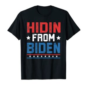 Hidin from Biden Kids USA Flag Funny Political Joe Biden T-Shirt