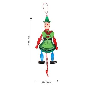 ABOOFAN 4Pc Funny Wooden Toy Ornaments Hanging Decoration Wood Puppet Doll Toys Wooden Hanging Puppet Toys Marionette Pull String Puppet Doll Toys(Random Style)