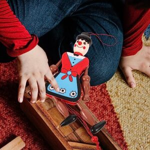 ABOOFAN 4Pc Funny Wooden Toy Ornaments Hanging Decoration Wood Puppet Doll Toys Wooden Hanging Puppet Toys Marionette Pull String Puppet Doll Toys(Random Style)