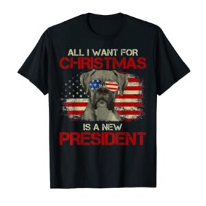 Funny Christmas Dog Anti Joe Biden Vintage American Flag T-Shirt