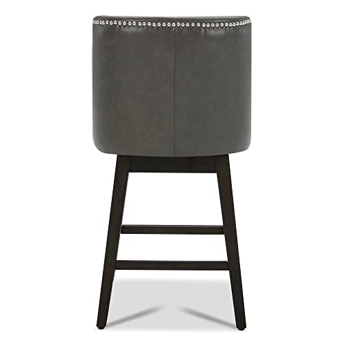 CHITA Counter Height Swivel Barstools, 26" H Seat Height Upholstered Bar Stools Set of 2, Faux Leather in Retro Grey