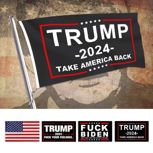 Trump 2024 Flag Fuck Biden Flag 3x5 ft Make America Great Again Flag Double Stitch Around The Edge with Two Brass Buttonholes 4 Patterns (Trump 2024-4 Patterns #2)