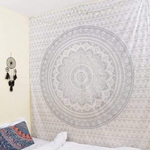 Pravik New Launched Tapestry Hippie Mandala Bohemain Wall Hanging - Tapestries Gypsy Hippie Ombre Silver Wall Decor Indian Ombre Silver Boho Dorm Room Decorative Accessories 30 x 40 Inch