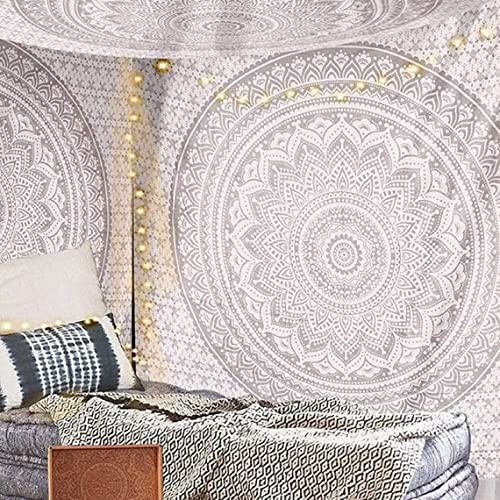 Pravik New Launched Tapestry Hippie Mandala Bohemain Wall Hanging - Tapestries Gypsy Hippie Ombre Silver Wall Decor Indian Ombre Silver Boho Dorm Room Decorative Accessories 30 x 40 Inch