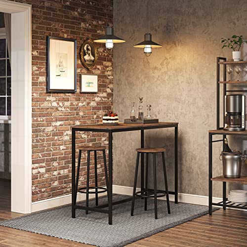 HOOBRO Bar Stools, Set of 2 Bar Chairs, Kitchen Round Height Stools with Footrest, Breakfast Bar Stools, Sturdy Steel Frame, for Dining Room, Kitchen, Party, Easy Assembly, Rustic Brown BF03BY01