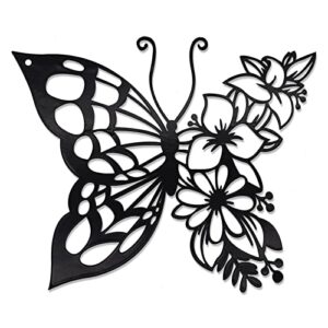 ez4ence butterfly decoration wall art boho wall home decor hanging appearance wall decor metal hanging butterfly decor flower wall art for bedroom living room home wall,black(medium)