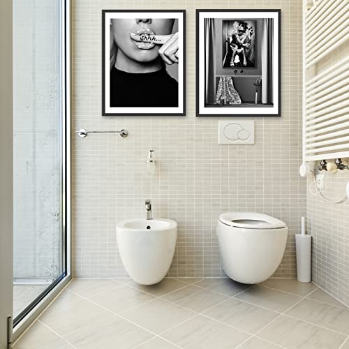 Admmixoo Funny Bathroom Decor Wall Art Prints Glam Glitter Tissue Bathroom Toilet Paper Artwork for Wall Black and White Modern Fashion Art Decor (8"x10" UNFRAMED)