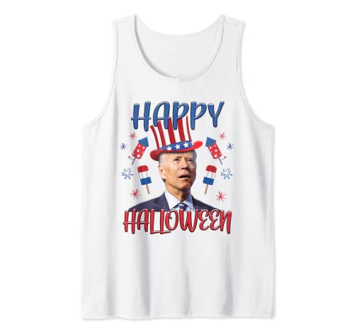 Funny Joe Biden Happy Halloween Confused 4th Of July 2023 Tank Top