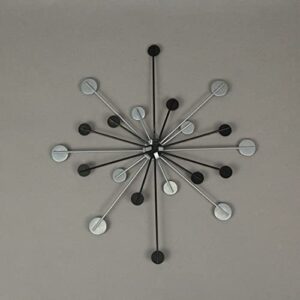 Mid-Century Modern Style Black and Silver Metal Jeweled Atomic Starburst Wall Décor Hanging Set of 3