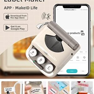 MakeID Label Maker HD(300dpi) - Personalized Smart Q1 Wireless Handheld Printer Compatible With iPhone & Android Phones - Portable Label Makers for Organizing Home & Office Supplies Printing Name Tags