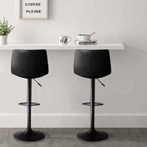 LEMBERI Swivel Bar Stools Set of 2, Modern Adjustable Counter Height Bar Stool with Back,Comfortable PU Leather Upholstered Seat Bar Chairs for Kitchen Counter Dining Room