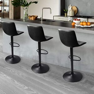 LEMBERI Swivel Bar Stools Set of 2, Modern Adjustable Counter Height Bar Stool with Back,Comfortable PU Leather Upholstered Seat Bar Chairs for Kitchen Counter Dining Room