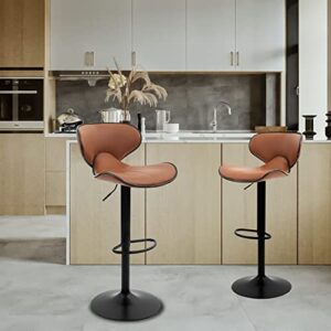 CangLong Swivel Adjustable Barstool, Counter Height Chairs w/Backrest and Footrest for Bar, Kitchen, Dining, Living Room and Bistro Pubx, Set of 2, Light Brown (CL-191541)