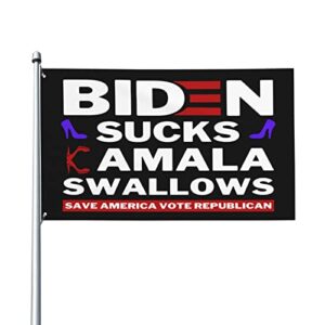 fuck joe biden flag 3x5 fuck biden flag biden sucks kamala swallows flag anti kamala harris vote red save america vote republican flag f k biden flag with metal grommet flags banners yard sign