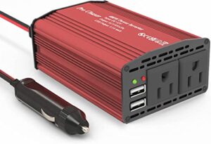 pro chaser 400w power inverters for vehicles - dc 12v to 110v ac car inverter converter, 6.2a dual usb charging ports, dual ac adapter for air compressor laptops