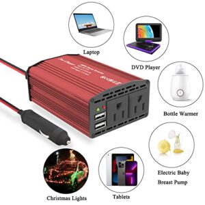 Pro Chaser 400W Power Inverters for Vehicles - DC 12v to 110v AC Car Inverter Converter, 6.2A Dual USB Charging Ports, Dual AC Adapter for Air Compressor Laptops