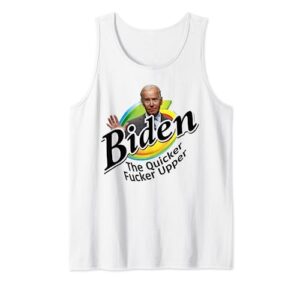 funny joe biden quicker f'r upper anti biden conservative tank top