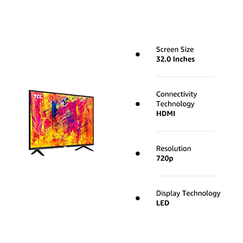 TCL 32-Inch Class HD 720p Smart LED TV Dolby Digital Advanced Digital Tuner Premium Design Compatible with Alexa & Google Assistant 32S331 (Renewed)