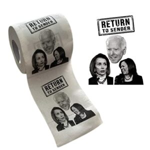 pesky patriot anti-democrat party 2-pack toilet paper roll | hilarious facial expression anti joe biden, kamala harris, & nancy pelosi roll | funny political gift for republicans or democrats