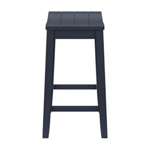 Hillsdale, Fiddler Wood Backless Counter Height Stool with Saddle-Style Seat, Navy