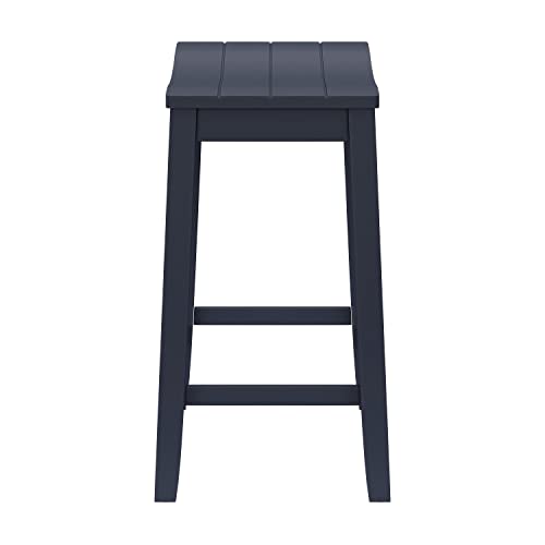 Hillsdale, Fiddler Wood Backless Counter Height Stool with Saddle-Style Seat, Navy