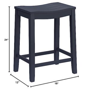 Hillsdale, Fiddler Wood Backless Counter Height Stool with Saddle-Style Seat, Navy